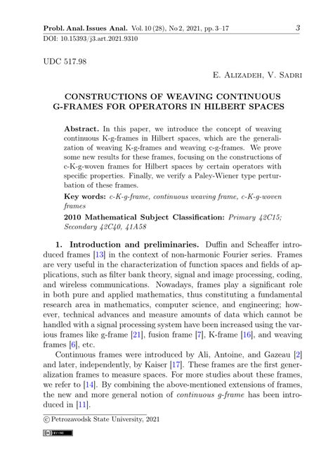 Pdf Constructions Of Weaving Continuous G Frames For Operators In Hilbert Spaces