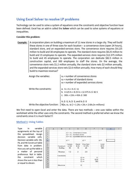 Tutorial 2 Using Excel Solver Lp Pdf Mathematical Optimization Inequality Mathematics