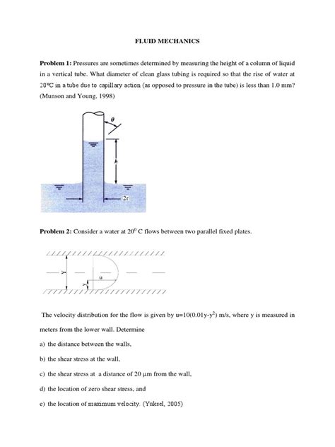 Fluid Mec Problems Pdf Fluid Dynamics Pressure Measurement