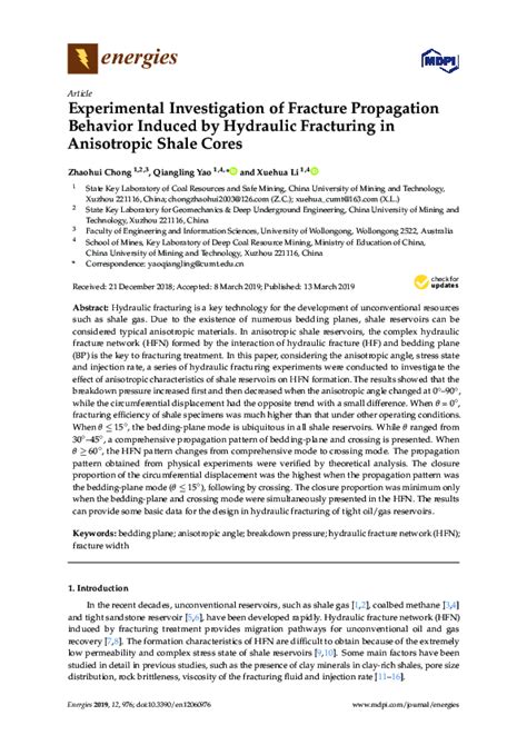 Pdf The Experimental Investigation Of Fracture Propagation Behavior