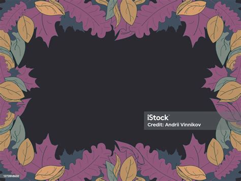 단풍 프레임 떨어지는 잎 테두리 참나무와 단풍 나무 잎으로 만든 프레임 초대장 전단지 및 인사말 카드에 대한 템플릿을 디자인합니다 벡터 일러스트레이션 0명에 대한 스톡 벡터