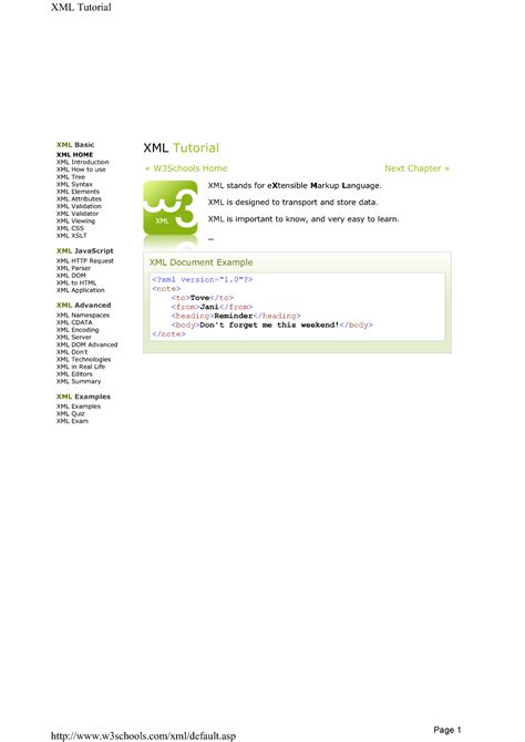 003XMLHandout Copy Xml Handout XML Basic XML HOME XML
