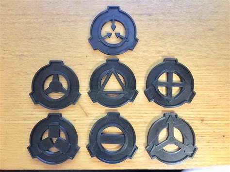 3d Printed Scp Logo And Object Class Badges They Look Better In Person