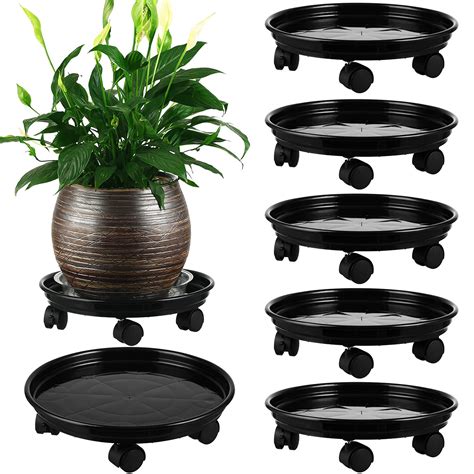 6 Packs Plant Caddy With Wheels 118 Plastic Rolling Plant