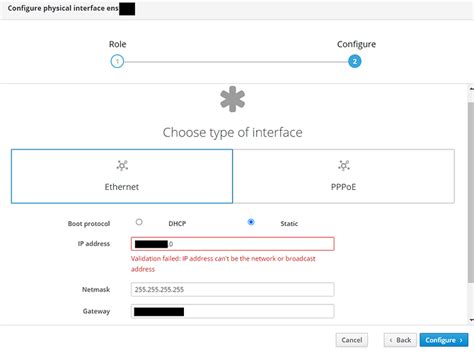 Impossible To Add Good Network Values Validation Failed Ip Address Cant Be The Network Or