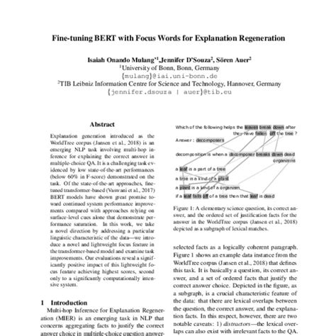 Fine Tuning Bert With Focus Words For Explanation Regeneration Acl
