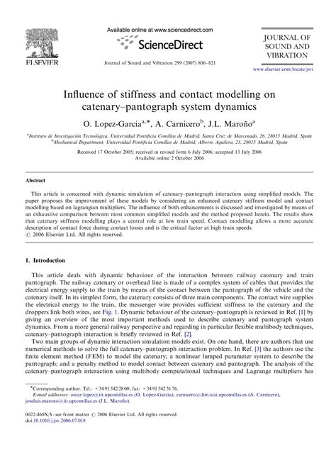 Pdf Influence Of Stiffness And Contact Modelling On Catenary Pantograph System Dynamics
