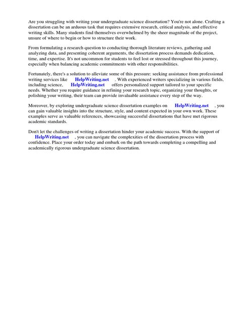 Undergraduate Science Dissertation Examples Pdf Thesis Science