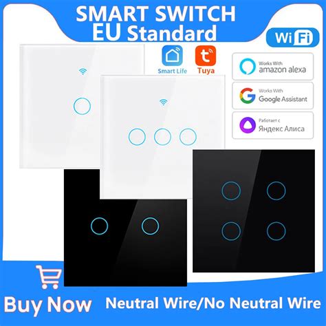 WiFi Smart Switch EU Neutral Wire No Neutral Wire Touch Light Switch Works With Alexa Google
