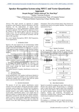 Speaker Recognition System Using MFCC And Vector Quantization Approach PDF Digital Audio