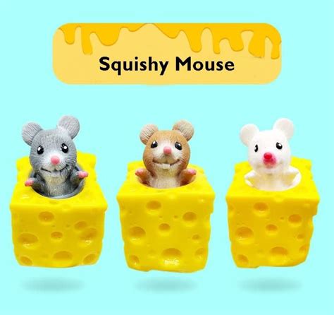 Mainan Squishy Mouse Squisi Tikus Keju Karet Silikon Penghilang Stress