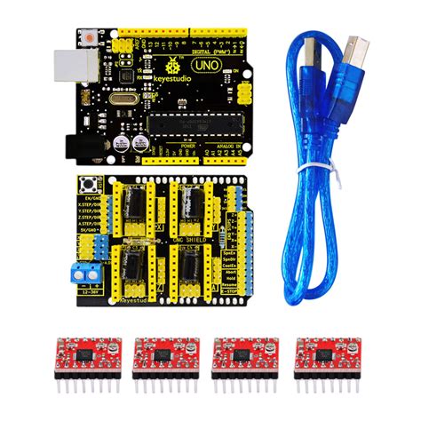 아두이노 Cnc 키트 Cnc 쉴드 V30 우노 R3 A4988 드라이버 4pcs Grbl 호환 Keyes Brand Shop 모터로봇전자키트