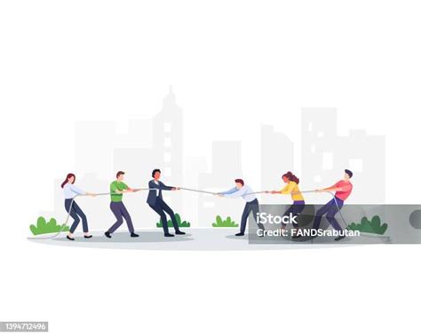 남자와 여자는 줄다리기를 한다 줄다리기에 대한 스톡 벡터 아트 및 기타 이미지 줄다리기 잡아 당기기 사람들 Istock