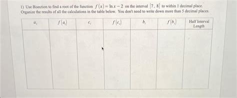 Solved 1 Use Bisection To Find A Root Of The Function