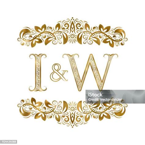 나 고 W 빈티지 이니셜 기호입니다 글자 장식 요소에 의해 포위 된다 결혼식 또는 로얄 스타일에서 비즈니스 파트너 모노 그램입니다 고풍스런에 대한 스톡 벡터 아트 및 기타