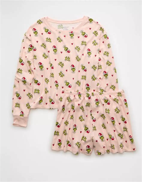 Ae Luxe Plush Grinch Pj Set