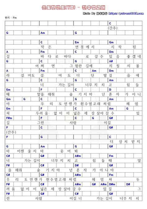 윤도현밴드 Yb 흰수염고래 코드 기타 코드악보 가사 유용 정보 It 복지 공연 스포츠 이슈 등 를 제공해요