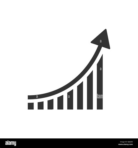 Growing Bar Graph Icon In Flat Style Increase Arrow Vector