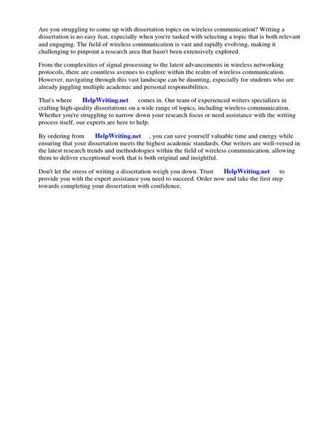 Dissertation Topics On Wireless Communication Pdf Wireless Network Communication