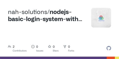 Github Nah Solutions Nodejs Basic Login System With Dashboard