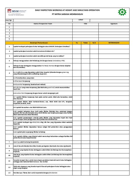 Form Inspeksi Wah Dan Simops Updated Pdf