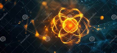 Atomic Structure Visualization With Glowing Nucleus And Orbiting Electrons Representing