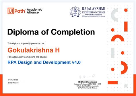 Gokula Krishna H On Linkedin Rpa Uipath Roboticprocessautomation Design Rpadeveloper Diploma
