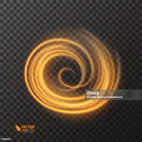 조명 효과 골드 라인 벡터 원입니다 빛나는 빛 불 링 추적입니다 투명 한 배경에 반짝이 마법의 불꽃 소용돌이 흔적 효과 곡선에 대한 스톡 벡터 아트 및 기타 이미지 Istock