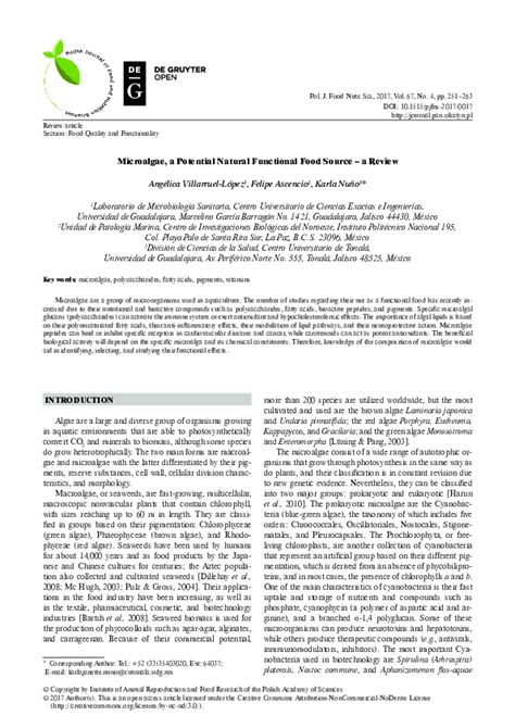 Pdf Microalgae A Potential Natural Functional Food Source A Review