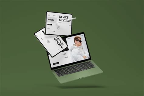 Device Mockup Template With Floating Effect For Professional