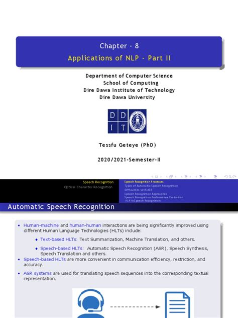 Ddit Chapter 8 Nlp Applications Pdf Speech Recognition Optical