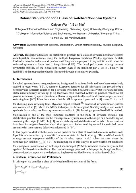 Pdf Robust Sliding Mode Tracking Control For A Class Of Uncertain Switched Nonlinear Cascade