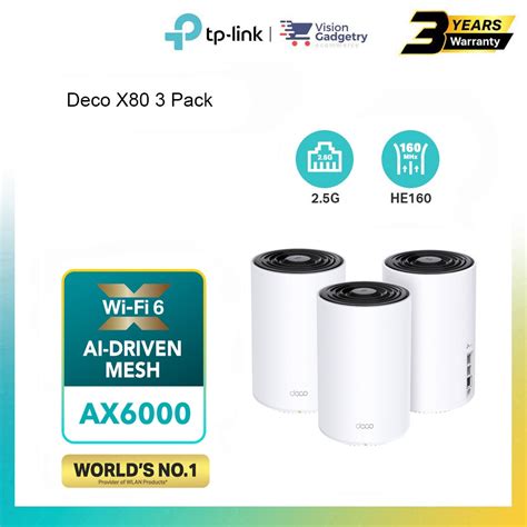 TP Link Deco X AX Mesh Wifi Router AI Driven Dual Band Wireless Range Extender Pack