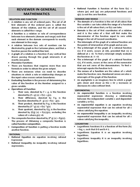 Gen Math Pdf Function Mathematics Exponential Function