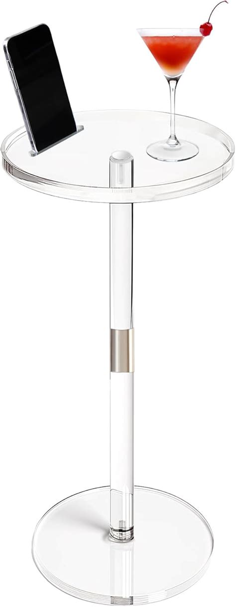 Acrylic Drink Table Small Round Side Table For Small Space