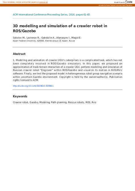Pdf 3d Modelling And Simulation Of A Crawler Robot In Rosgazebo