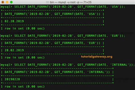 MySQL GET FORMAT Function