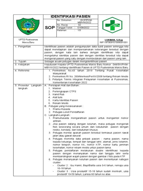 3 1 1 1 sop identifikasi pasien ilp pdf