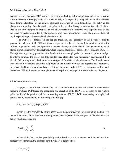 Solution 2012 517 The Design And Simulation Of A Planar Microarray Dot Electrode For A