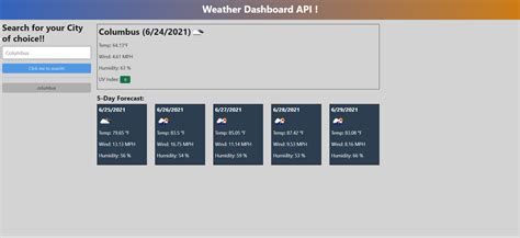 GitHub Drae7299 Weather Dashboard API Use This Application To Check The Weather