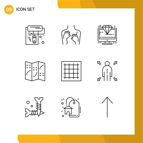 Set Of 9 Modern Ui Icons Symbols Signs For Grid Navigation Woman Map