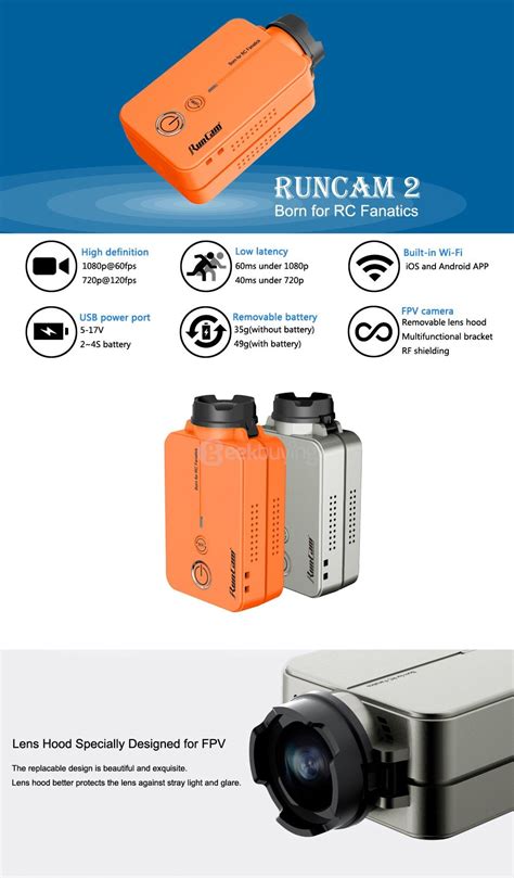 RunCam 2 RunCam2 1080P HD 120 Degree Wide Angle WiFi FPV Camera ...