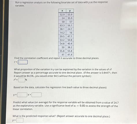 Solved Run A Regression Analysis On The Following Bivariate