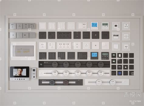 【插座开关组合3d模型】 现代cr有灯光有贴图max2016插座开关组合3d模型下载 Id1767884 免费3dmax模型库 青模3d模型网