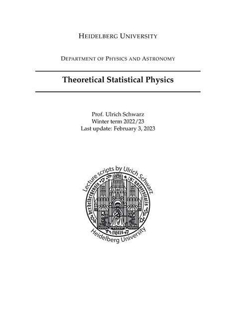 Script Stat Phys 2023 02 03 Heidelberg University Department Of