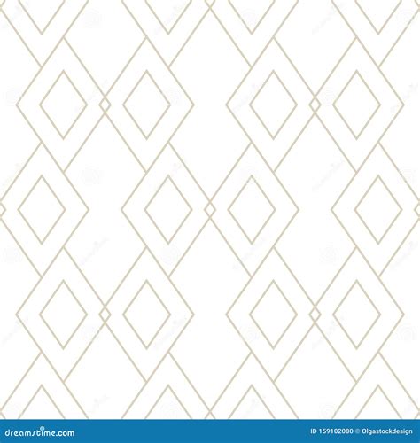 Vector Golden Linear Texture Geometric Seamless Pattern With Diamond Shapes Stock Vector