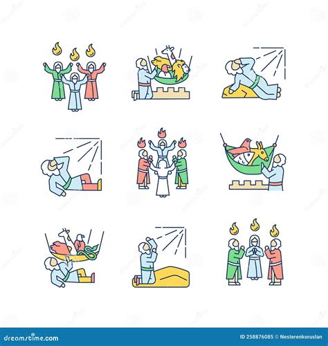 Bible Narratives RGB Color Icons Set Stock Illustration Illustration