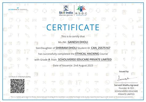 Ganesh Dholi On Linkedin Cybersecurity Internshalatrainings Cyberdefense Ethicalhacking