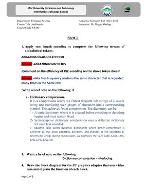 CS312 Spring 2023 Sheet 3 Model AnswerHh Misr University For Science And Technology College Of
