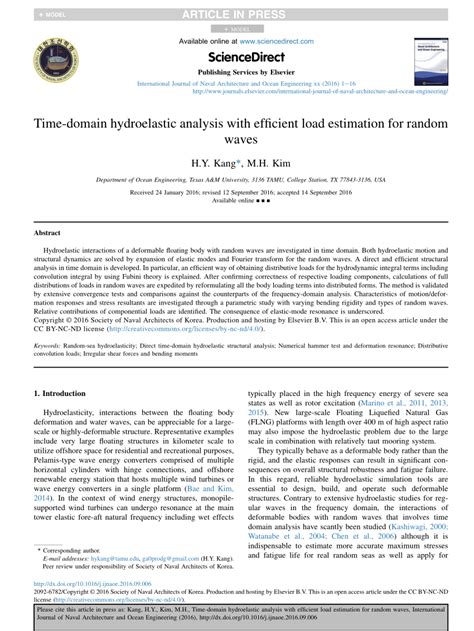 Pdf Time Domain Hydroelastic Analysis With Efficient Load Estimation For Random Waves